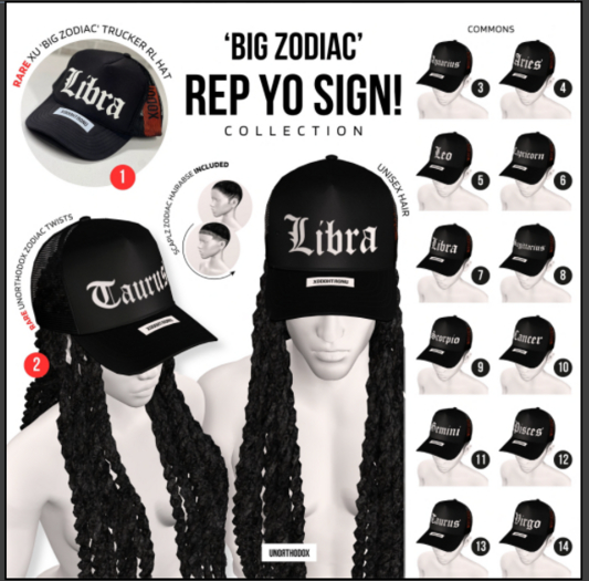 Second Life Marketplace - 7. XU 'Big Zodiac' Trucker Hat Libra COMMON